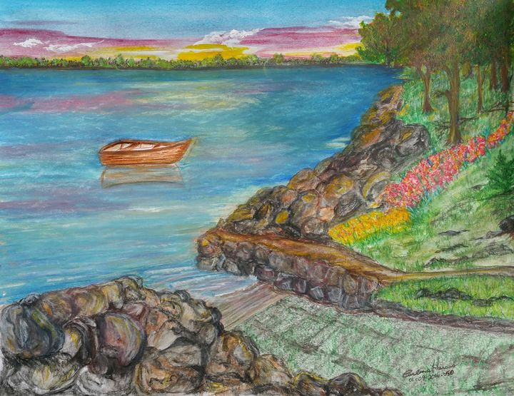 Crystal Lake Boat Launch - Fun With Art - Paintings & Prints ...