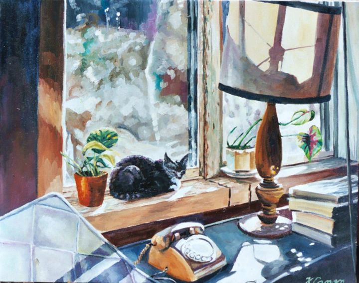 Windowsill - Izzazy - Paintings & Prints, Animals, Birds, & Fish, Cats ...