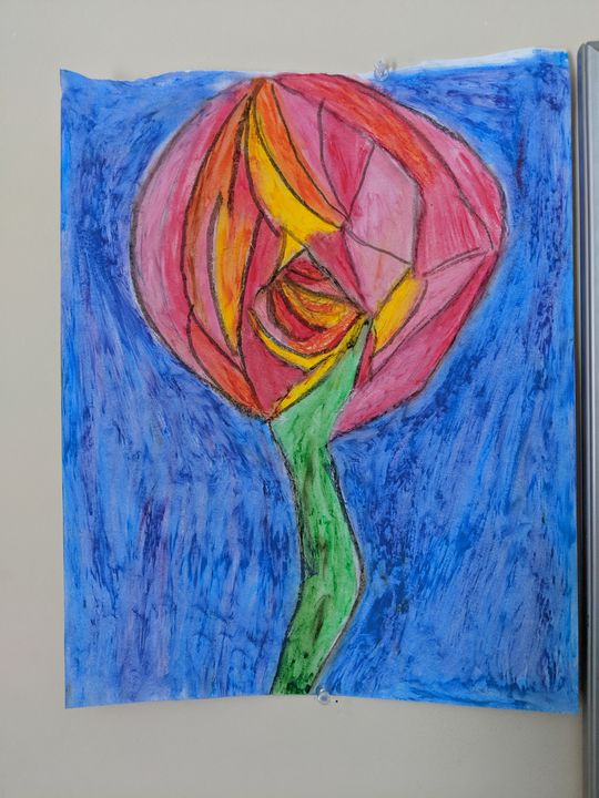 Stained glass rose - The peddle in pastels - Drawings & Illustration ...