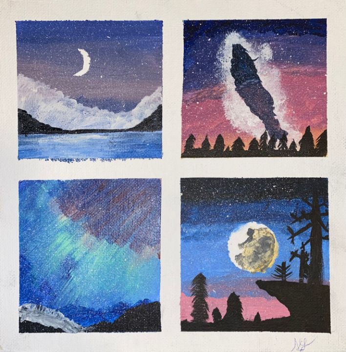 4 Night Skies - Cosmic Paints - Paintings & Prints, Landscapes & Nature ...
