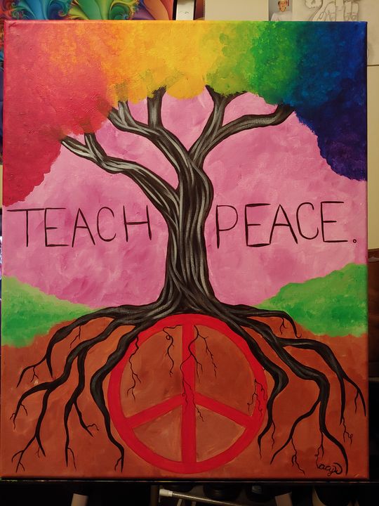 Teach Peace Original Painting - Acrylic Paintings By Abby Cyr ...