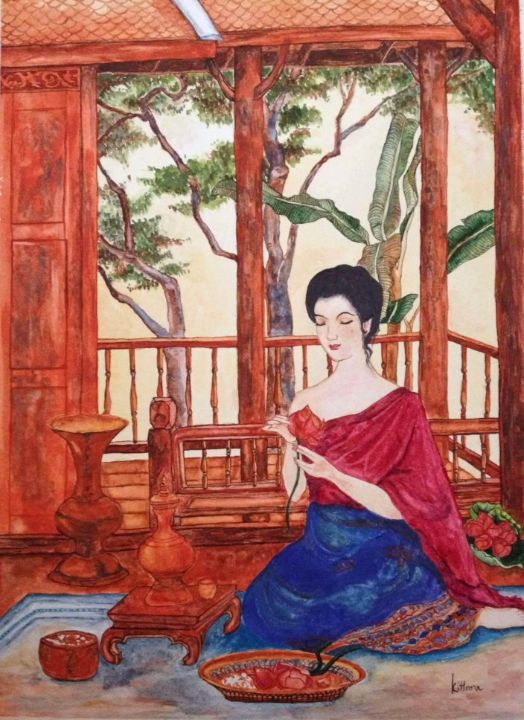 “Graceful Morning” - Kittima Case - Paintings & Prints, Ethnic ...