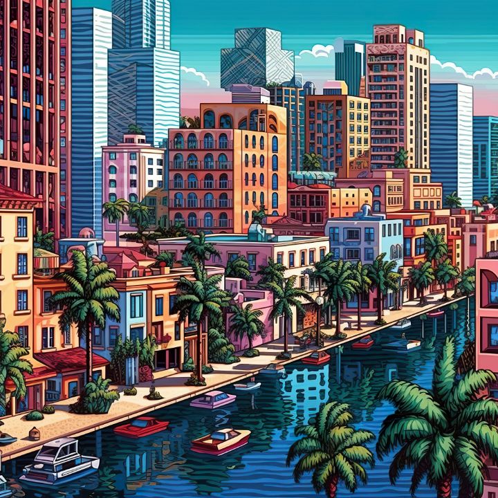 Miami Pixel Art - ArtPixels - Drawings & Illustration, Landscapes ...