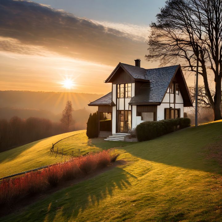 House on a hill 16 x 16 - Artbydesigntouch - Digital Art, Landscapes ...