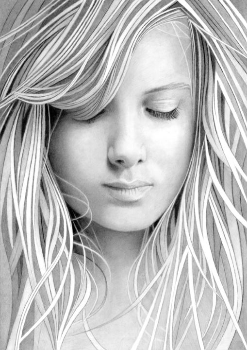 Female Portrait Pencil Drawing - Matthew Hack - Drawings & Illustration ...