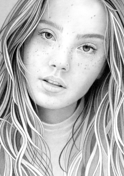 Female Portrait Pencil Drawing - Matthew Hack - Drawings & Illustration, People & Figures ...