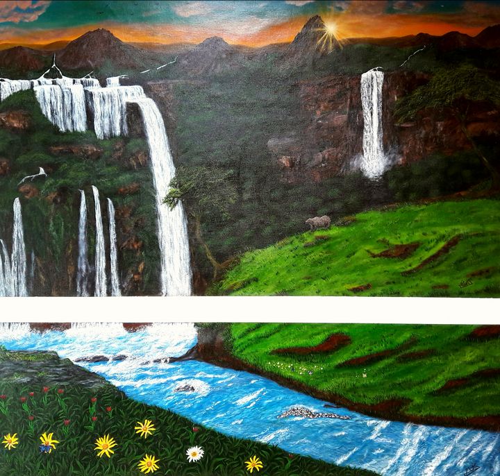 Heavenly Waterfall Beauty - Jacks Ninan Creations Art - Paintings ...