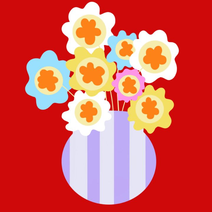 Colorful vase with red background - Mirador Art Studio - Drawings ...