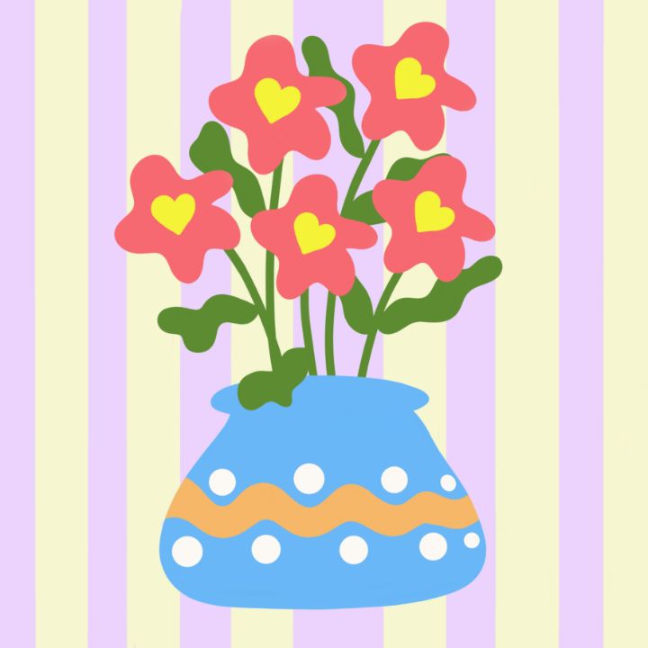 Vase with red flowers - Mirador Art Studio - Drawings & Illustration ...