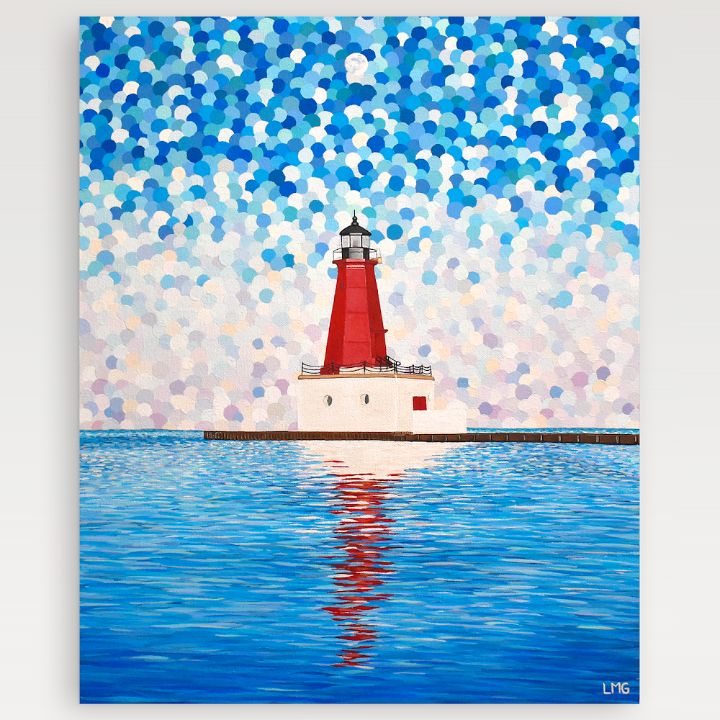 Original Lighthouse Painting Dots - Gamboa - Paintings & Prints ...