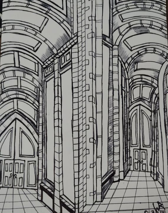 church hall - Whiteyrabbit365 designs - Drawings & Illustration ...