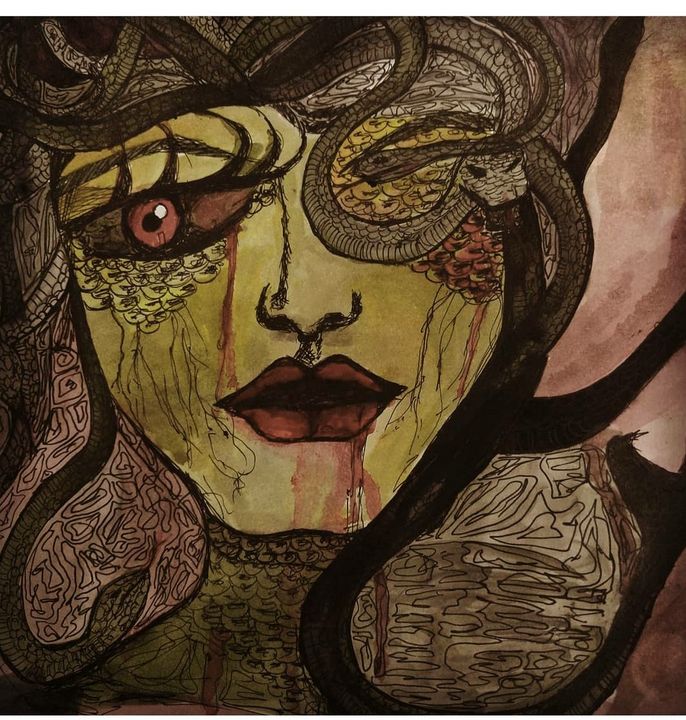 Medusa v/s Athena - Anuja Hardaha - Paintings & Prints, Abstract ...