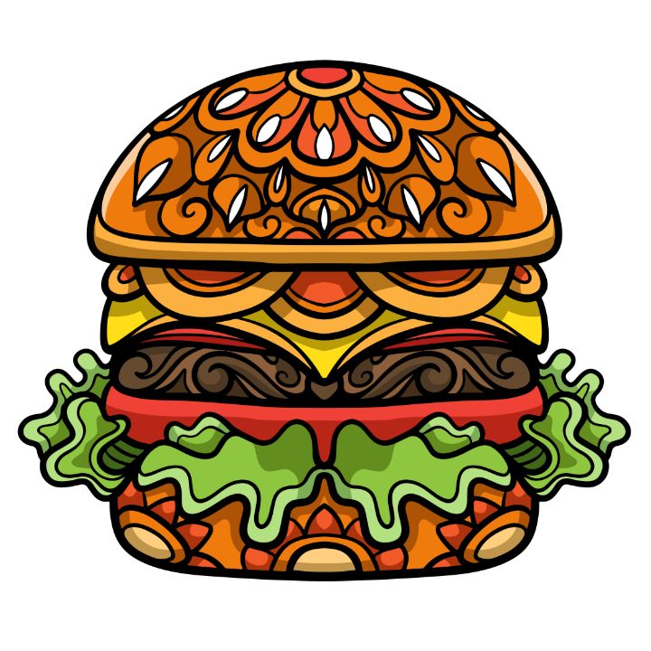 Burger mandala arts - REYYARTS - Drawings & Illustration, Food ...