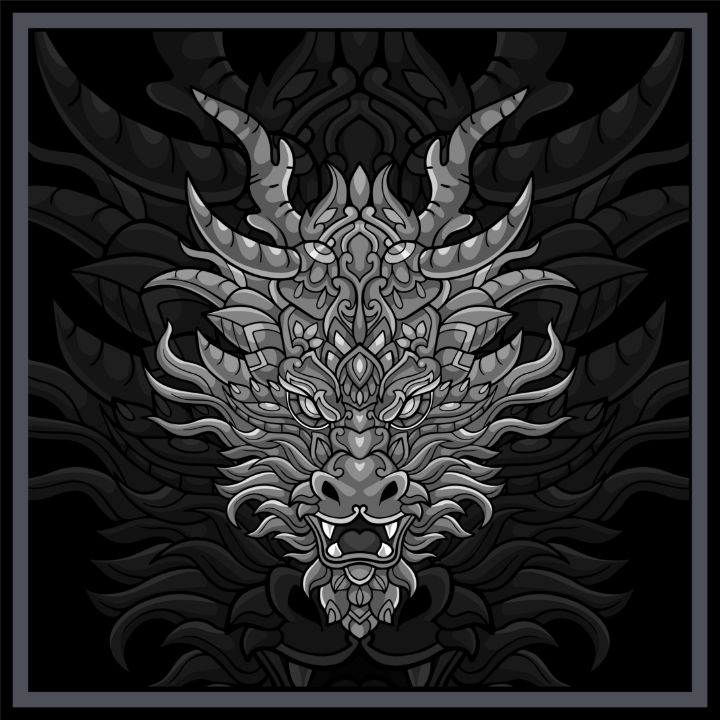 Monochrome Dragon head mandala arts - REYYARTS - Drawings ...