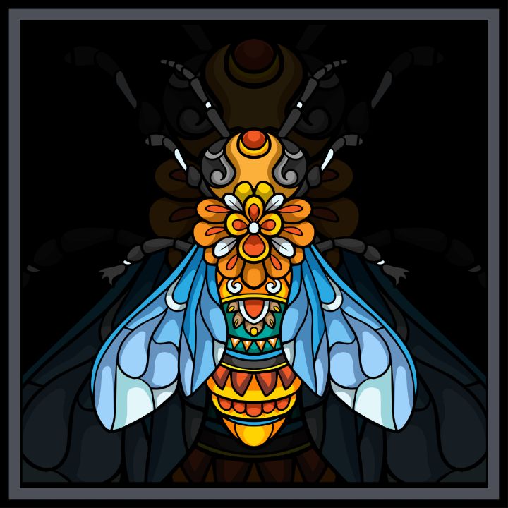 Colorful Stinger bee mandala arts. - REYYARTS - Drawings & Illustration ...