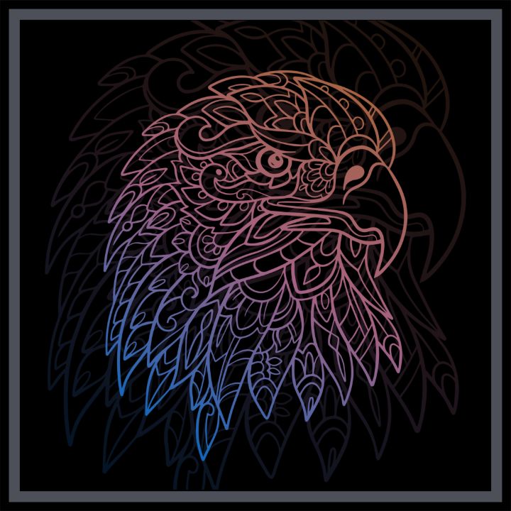 Gradient Colorful eagle head mandala - REYYARTS - Drawings ...