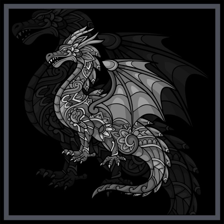Monochrome Dragon animal mandala art - REYYARTS - Drawings ...