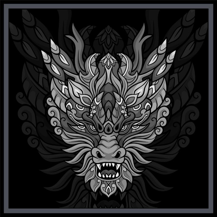 Monochrome Dragon head mandala arts. - REYYARTS - Drawings ...