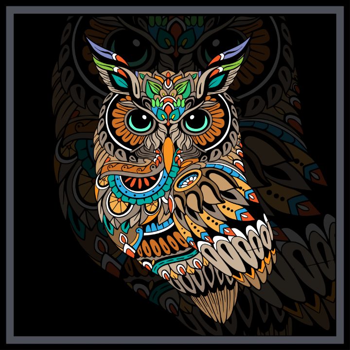 Colorful Owl bird mandala arts. - REYYARTS - Drawings & Illustration ...