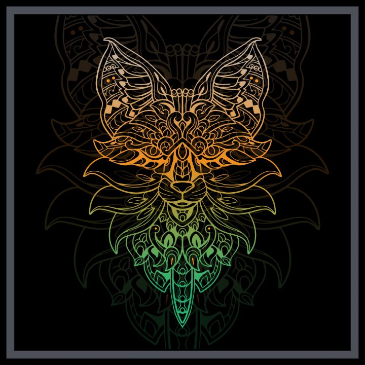 Gradient Colorful fox head mandala - REYYARTS - Drawings & Illustration ...