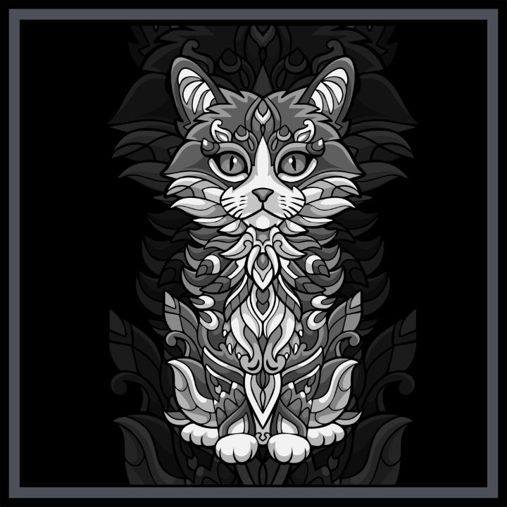 Monochrome Cat mandala arts - REYYARTS - Drawings & Illustration ...