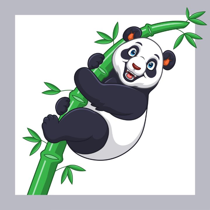 Cute cartoon panda climbing a bamboo - REYYARTS - Drawings ...