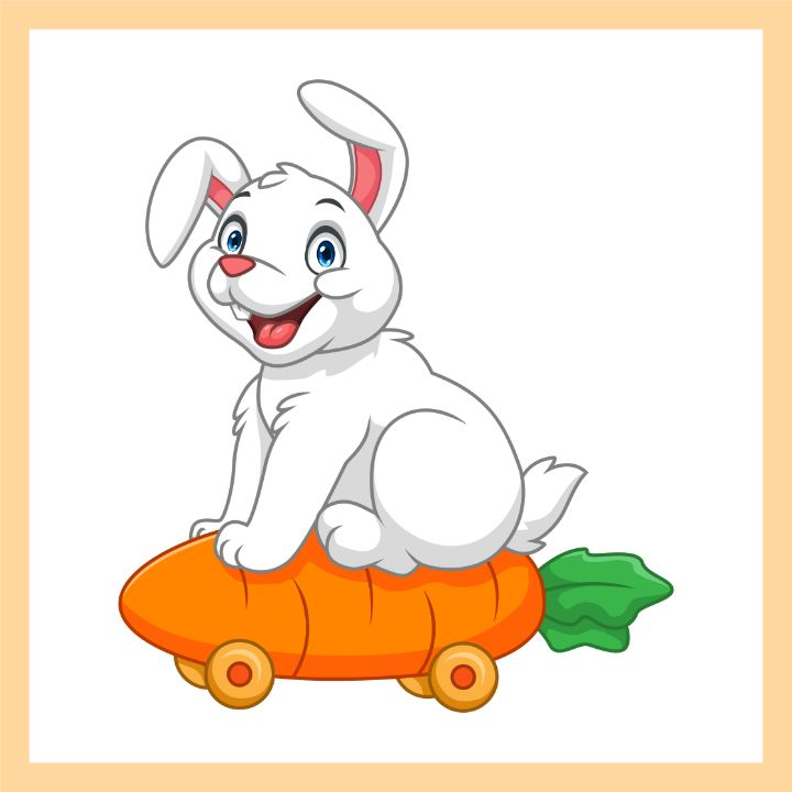 Cartoon white rabbit riding a carrot - REYYARTS - Drawings ...