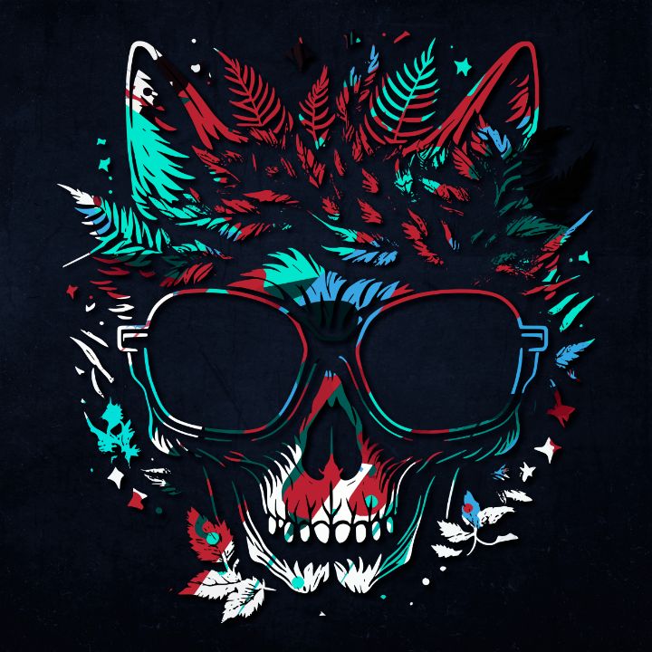 Forest Punk and Psychedelic Skulls. - Orignal Wild Art - Digital Art ...