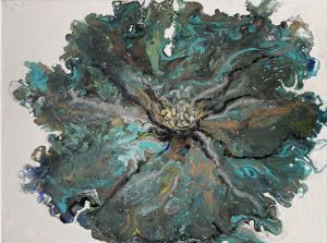 Turquoise Flower - Analim - Paintings & Prints, Abstract, Movement - ArtPal