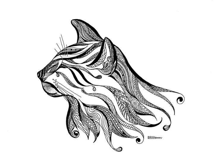 Zen Kitty - Lisa Bliss Rush - Drawings & Illustration, Animals, Birds ...