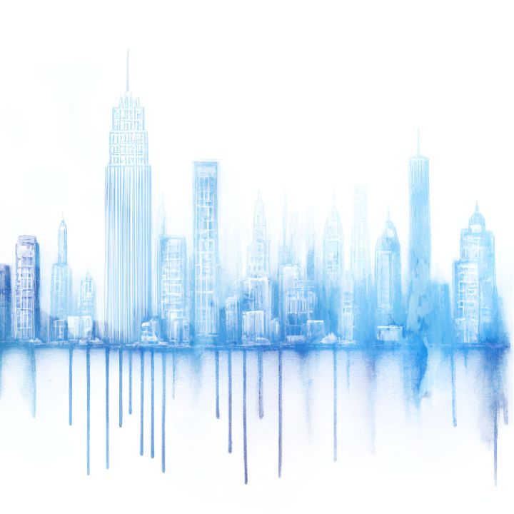 Cityscape Blue Ink Drawing - CreativeModernArt - Drawings ...