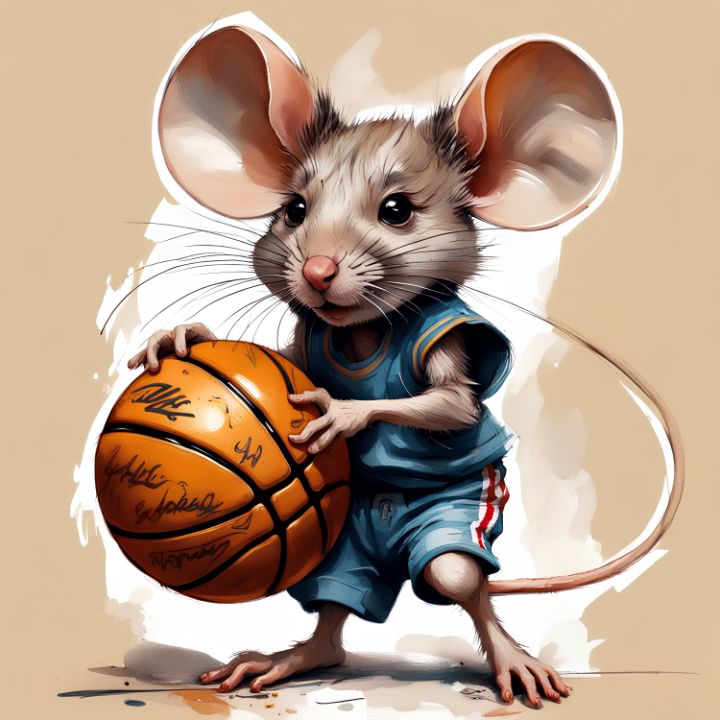 Funny mouse playing basketball - CreativeModernArt - Drawings ...
