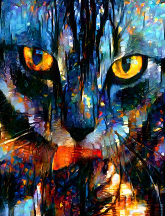 Abstract cat licking its paw - Mina Nakamura - Digital Art & AI ...
