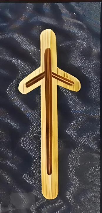 Minimalist Cross Symbol - Handmade straw appliqué artwork - Drawings ...