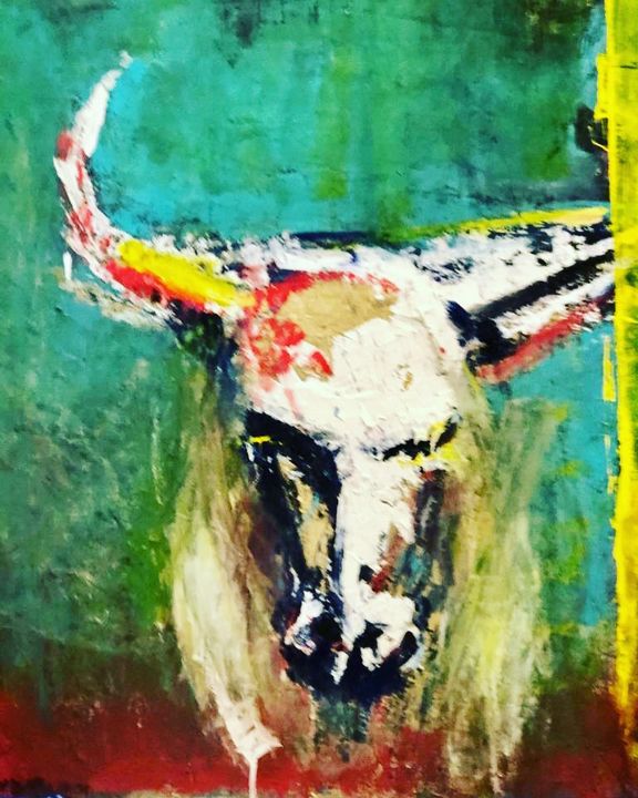 Green Bull - Acrylic on canvas - NorihideArt - Paintings & Prints ...
