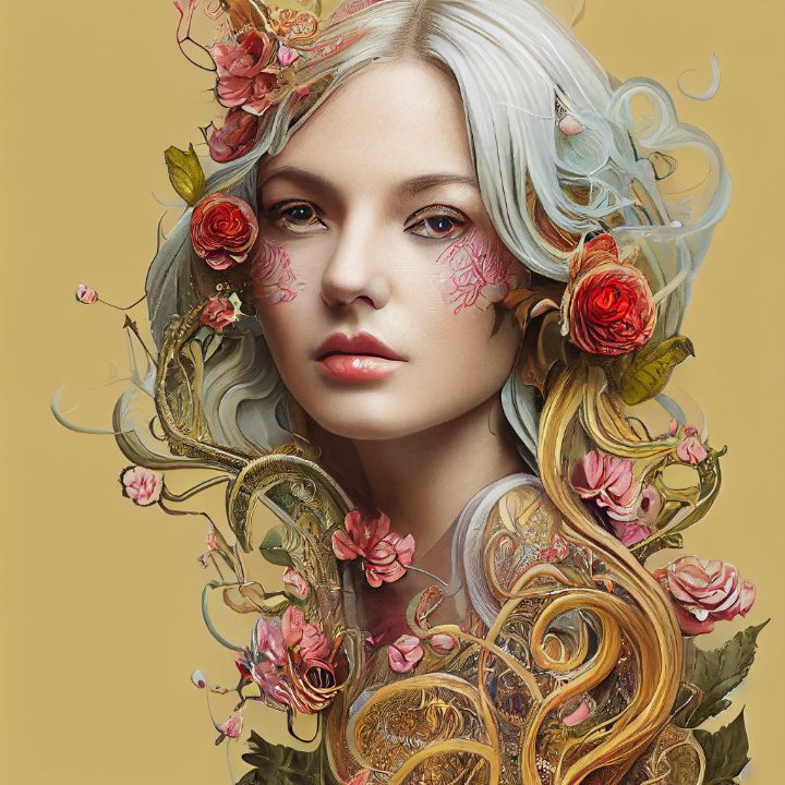floral winds - AsleyDigitalArt - Digital Art, People & Figures, Portraits, Female - ArtPal