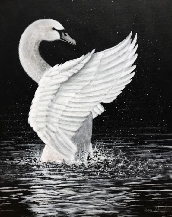 Original Swan Acrylic Painting - Ben's Art Studio - Paintings & Prints ...