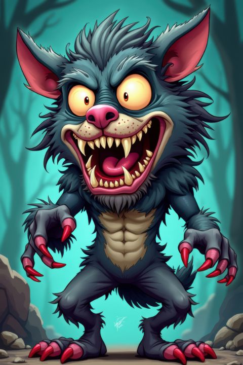 Scary Cartoon Werewolf Scary Wolf Standing Stock Vector Image & Art