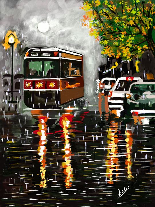 City Rain Painting - Sadia’s Art - Digital Art, Landscapes & Nature ...
