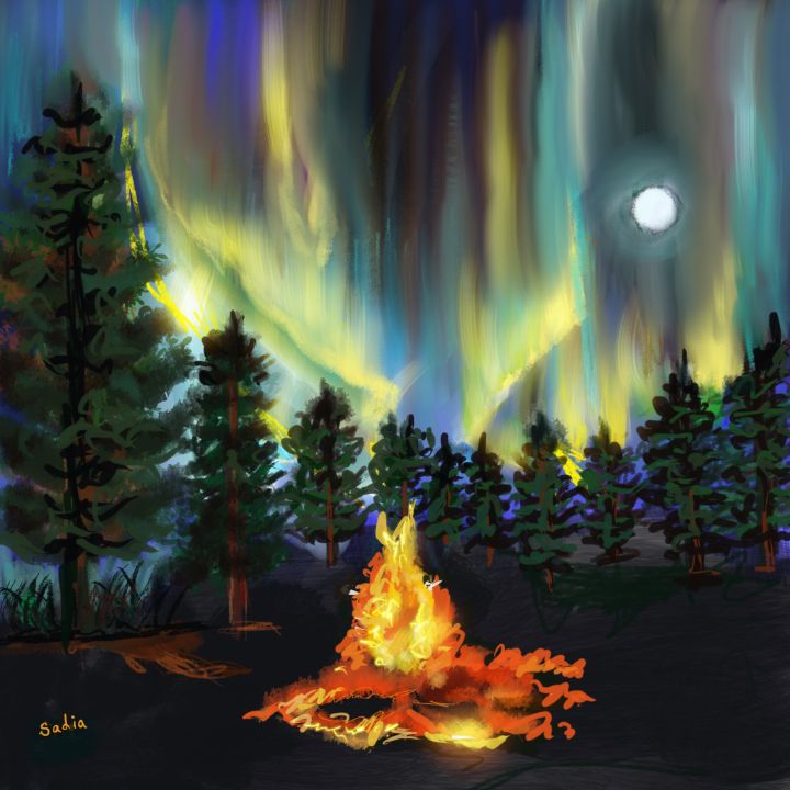 Night sky lights - Sadia’s Art - Digital Art & AI, Landscapes & Nature, Skyscapes, Night Sky ...
