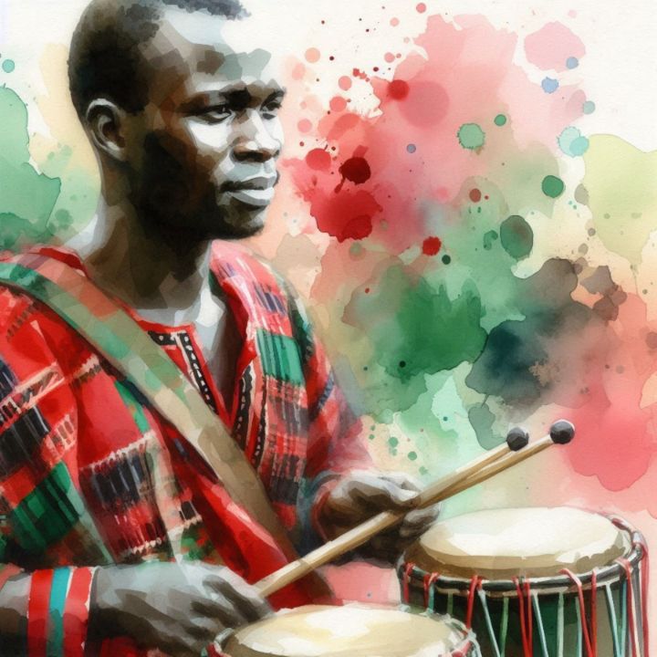Double Drum Performer - Midas Wares - Digital Art & AI, Ethnic, Cultural, & Tribal, African ...