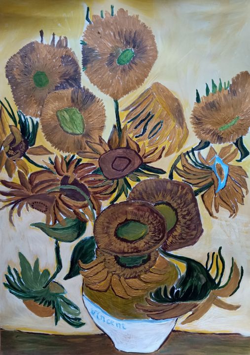 Acrylic Sunflowers - Gallery Rohm - Paintings & Prints, Flowers, Plants ...