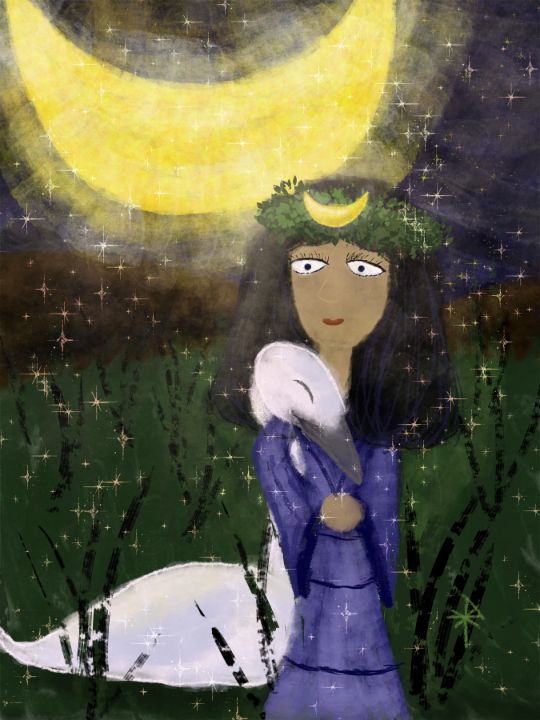 Ningal in the Moonlit Marshes - Nybiru Studio - Paintings & Prints ...