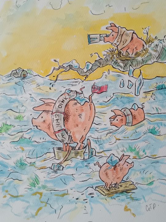 Adrift in sea of snow - Cirus Noggin FunART - Paintings & Prints ...