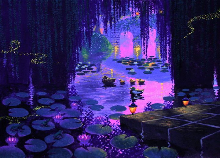 Magic Bridge Evening - Benjamin Davis - Paintings & Prints, Fantasy ...