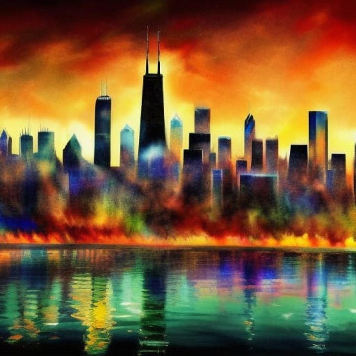 Skyline Chicago - Legendary - Artificial Intelligence Paintings ...