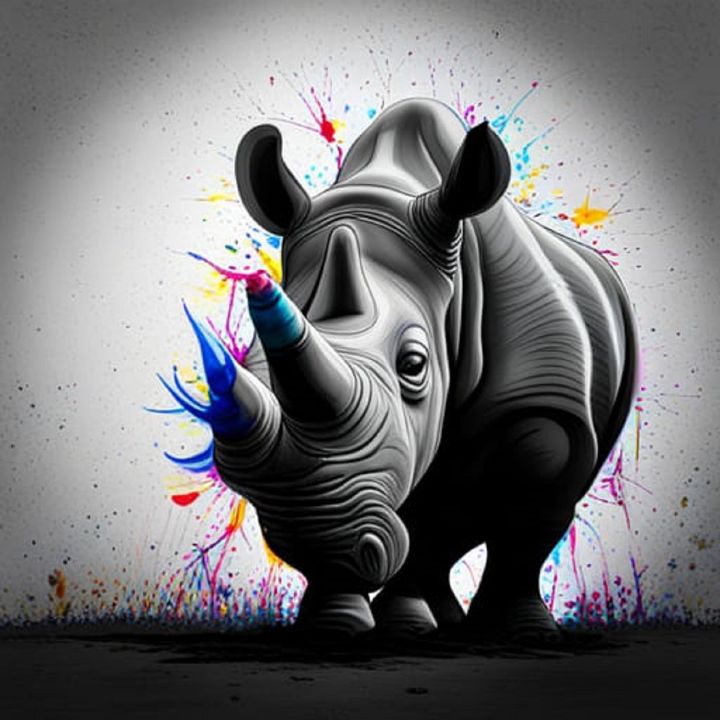 Rhinoceros - Legendary - Artificial Intelligence Paintings - Paintings ...