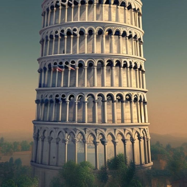 AI Leaning Tower of Pisa - Legendary - Artificial Intelligence Paintings - Paintings & Prints ...