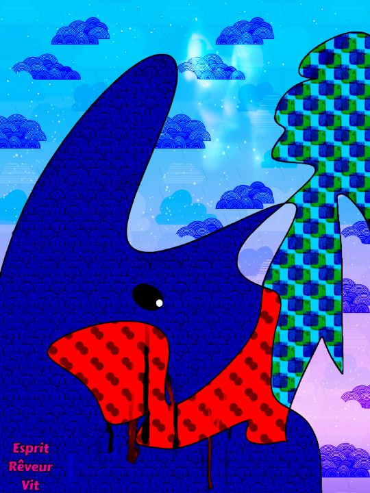 Doodle Attack Shark Bit - Esprit Rêveur - Paintings & Prints, Abstract ...