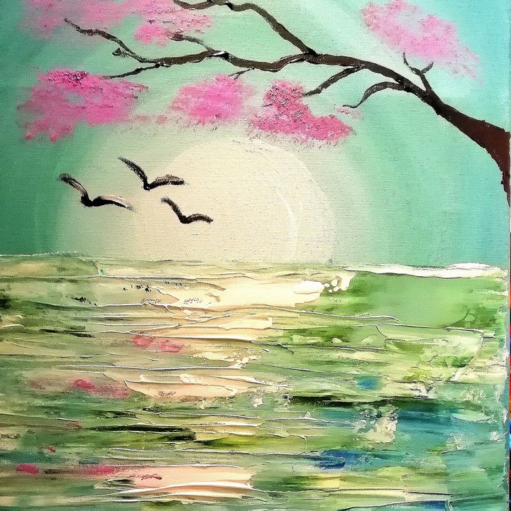 Jade green sea abstract. - TheRealMorrisarty - Paintings & Prints ...